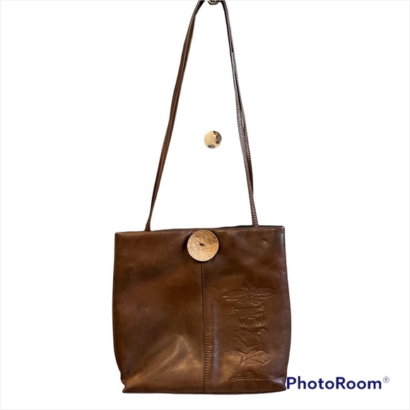 Laurel Burch | Bags | Vintage Laurel Burch Brown Leather Shoulder Bag ...